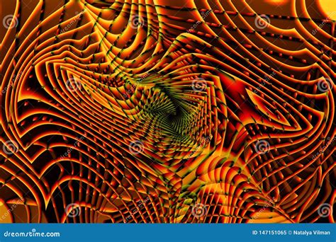 Beautiful Abstract Psychedelic Background With Fractals In Orange Color