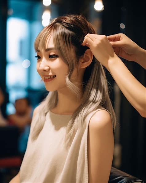 Premium Ai Image Asian Girl Gets Her Hair Done