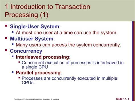 Database Management System Transaction Processing Unit 4 Ppt