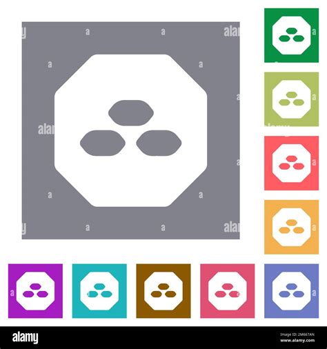 octagon shaped coal sanction sign solid flat icons on simple color square backgrounds stock