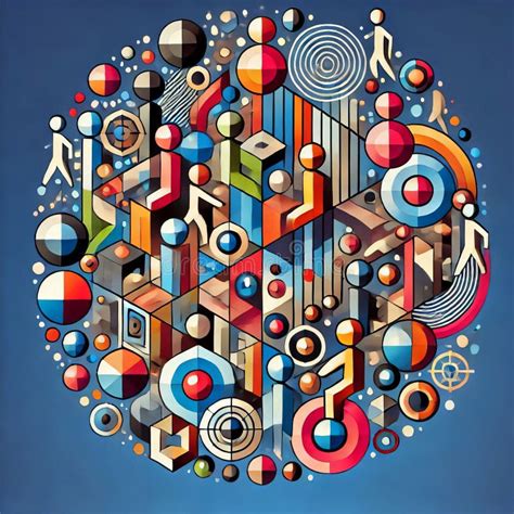 Geometric Figure Composition Multiple Figures Represented With G Stock Illustration