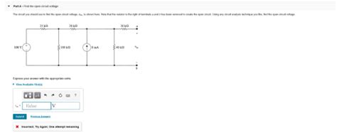 part a find the open circuit voltage the circuit you should use to