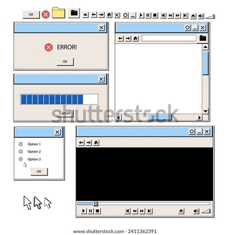 Retro User Interface Elements 90s Style Stock Vector Royalty Free 2411362391 Shutterstock
