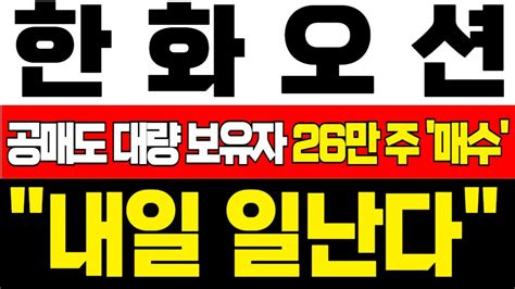 한화오션 주가전망 미노출 양봉 한국투자증권 공매도 대량보유자 26만 주 매수 트럼프 韓조선에 돈 뿌린다 재차 외인 비중까지 늘린다 완벽분석 Youtube