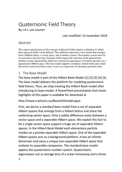 Pdf Quaternionic Field Theory