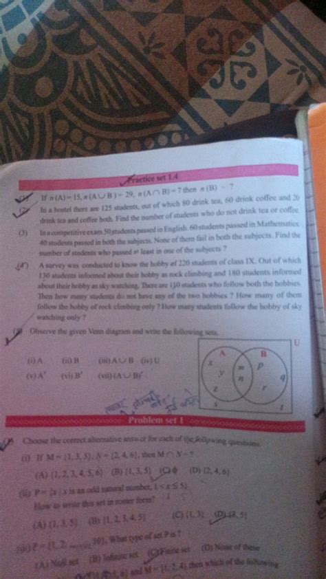 Fractice Set If N A N AB N AB Thet A B It A Hostel T
