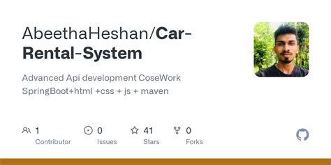 GitHub AbeethaHeshan Car Rental System Advanced Api Development CoseWork SpringBoot Html Css
