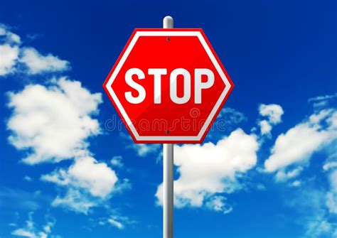 3d rendering stop sign and blue sky background stock illustration