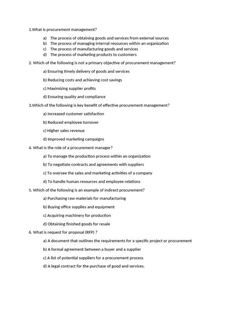 Self Assessment Test 2 Pdf Procurement Supply Chain