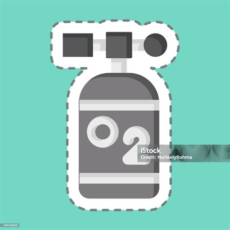 스티커 라인은 산소 탱크를 잘라 냈습니다 생화학 기호와 관련이 있습니다 심플한 디자인 편집 가능 간단한 일러스트레이션 0명에 대한 스톡 벡터 아트 및 기타 이미지 Istock