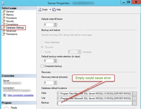 Sql Server Msg 3047 Level 16 State 1 The Backupdirectory Registry
