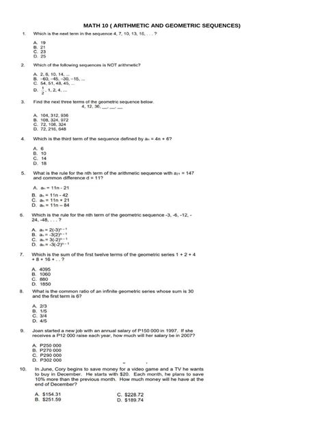 arithmetic geometric seq series pdf