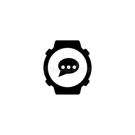 A Black And White Icon Depicting A Smartwatch With A Speech Bubble Symbol Representing