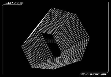 Abstract 3d Wireframe Shape Or Basic Element With Open Edge Science And Technology Geometric
