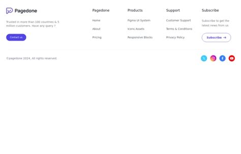 Five Columns With Subscribe Button Tailwind Css Example