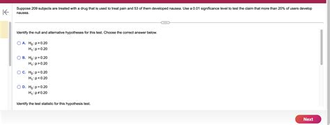 solved nausea identify the null and alternative hypotheses