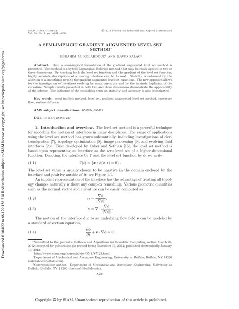 Pdf A Semi Implicit Gradient Augmented Level Set Method