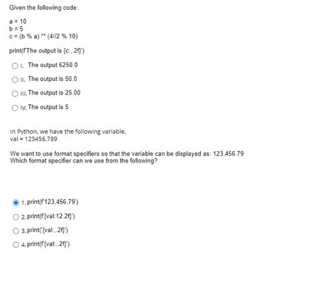 Solved Given The Following Code A10b5cba∗∗4210