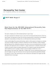 Personality Test Center IPIP NEO The Five Factor Model Of Personality Pdf