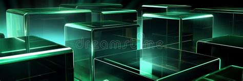 Abstract Green Glass Cubes A Digital Art Composition Stock