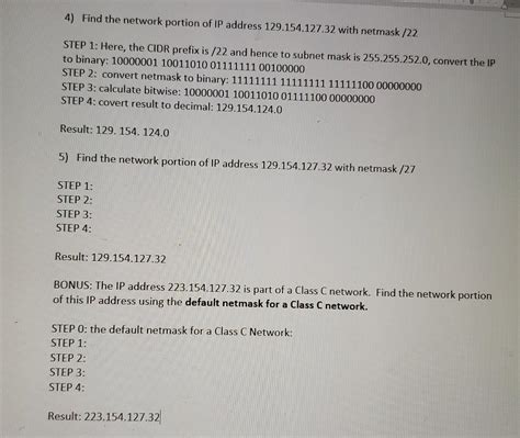 Solved 4 Find The Network Portion Of Ip Address