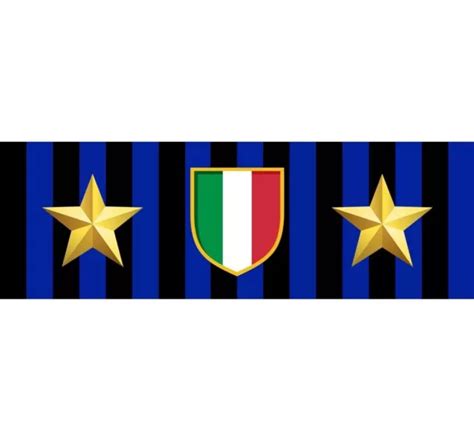 Bandiera Inter 200x150cm Con Scudetto Logo E Due Stelle Con Asola Per