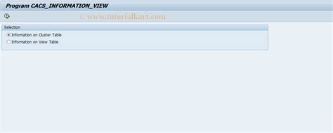CACS INFO VIEW SAP Tcode Info On Cluster View View Variants