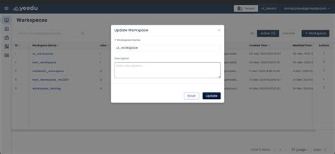 Workspaces Yeedu Documentation