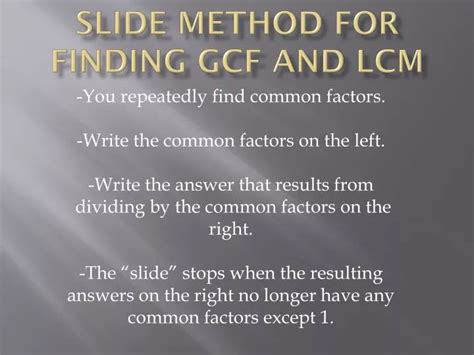 PPT Slide Method For Finding GCF And Lcm PowerPoint Presentation ID