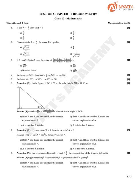 Test On Trigonometry Pdf Elementary Geometry Euclid