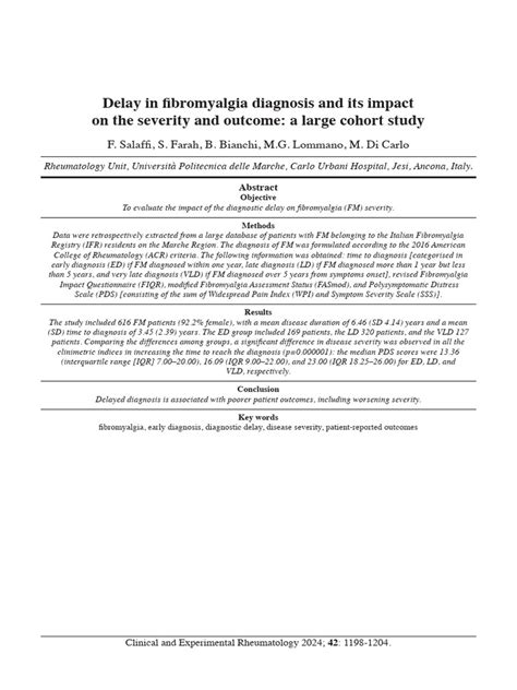 Delay In Fibromyalgia Diagnosis And Its Impact On The Severity And