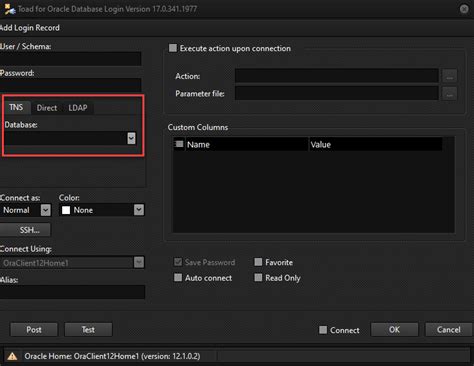 TNS Database Drop Down Is Not Populated When Creating New Login Toad For Oracle DevOps