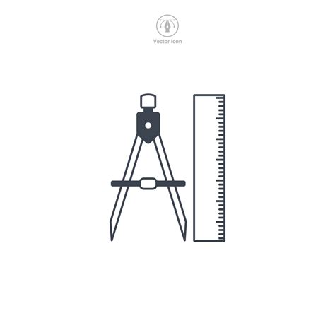 Ruler And Compass Icon Symbol Vector Illustration Isolated On White