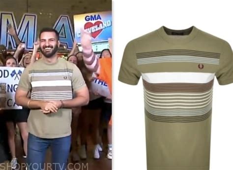 Good Morning America July 2023 Ashan Singhs Green Striped T Shirt Shop Your Tv