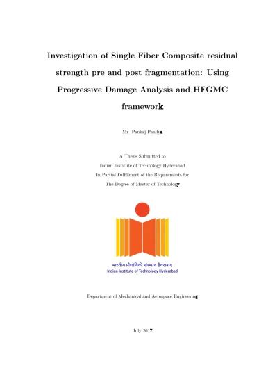 Investigation Of Single Fiber Composite Residual Strength Pre And Post