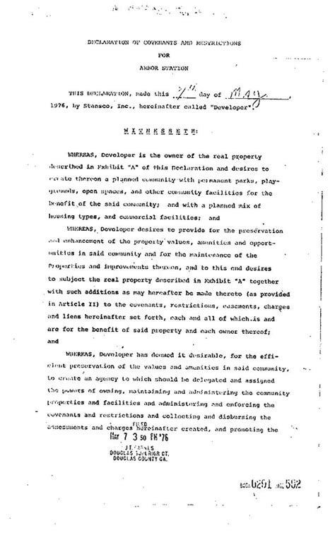 Master Declaration Arbor Station