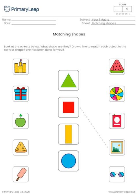 Numeracy Matching Shapes Worksheet PrimaryLeap Co Uk