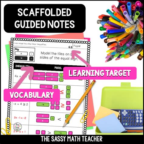 Modeling And Writing Inequalities Using Algebra Tiles Guided Notes And Practice The Sassy Math