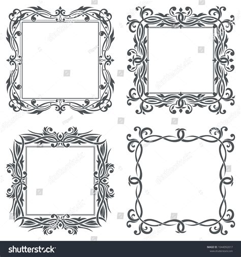Floral Decorative Square Frames Black Bold Stock Vector Royalty Free 1044092017 Shutterstock