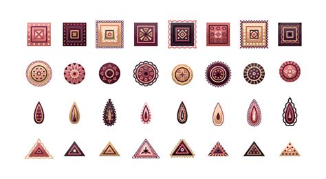 기하학적 요소가 있는 벡터 보헤미안 장식 세트입니다 플랫 스타일 0명에 대한 스톡 벡터 아트 및 기타 이미지 0명 개념 개체 그룹 Istock