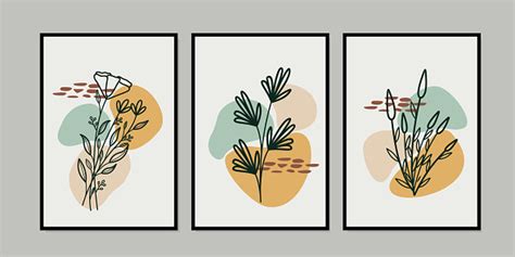 Boho 미적 추상 식물 벽 예술 포스터 인쇄 스칸디나비아 디자인 중립적 인 자연 색상 보헤미안 콜라주 벽 인쇄 미드 센추리 모던 디자인 꽃 포스터 벡터 그림 0명에 대한