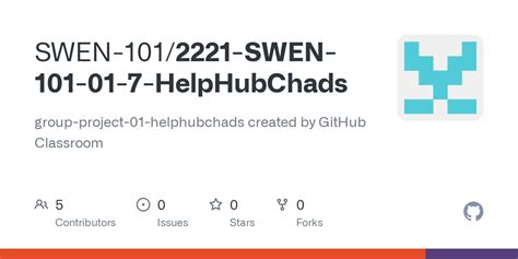 Github Swen 1012221 Swen 101 01 7 Helphubchads Group Project 01 Helphubchads Created By
