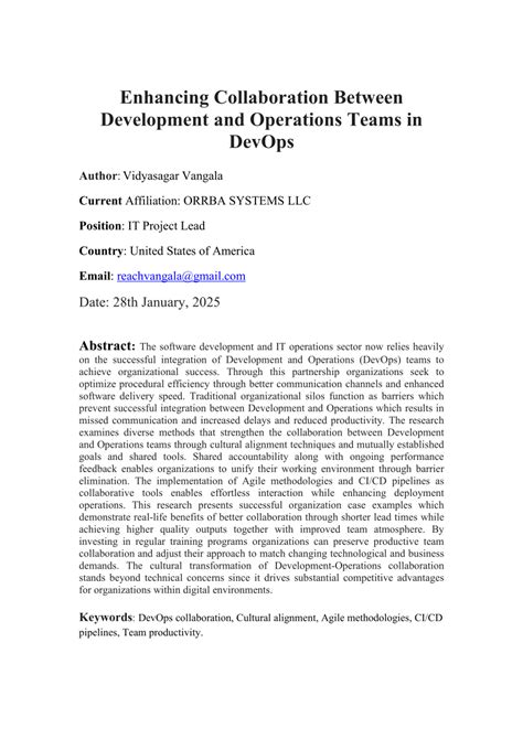 Pdf Enhancing Collaboration Between Development And Operations Teams In Devops