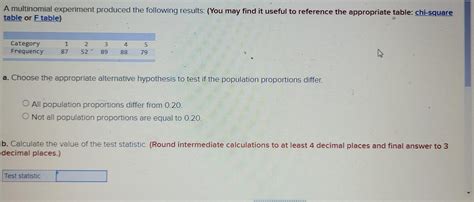 solved a multinomial experiment produced the following