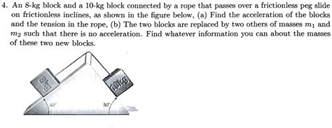 Solved An 8 Kg Block And A 10 Kg Block Connected By A Rope That Passes