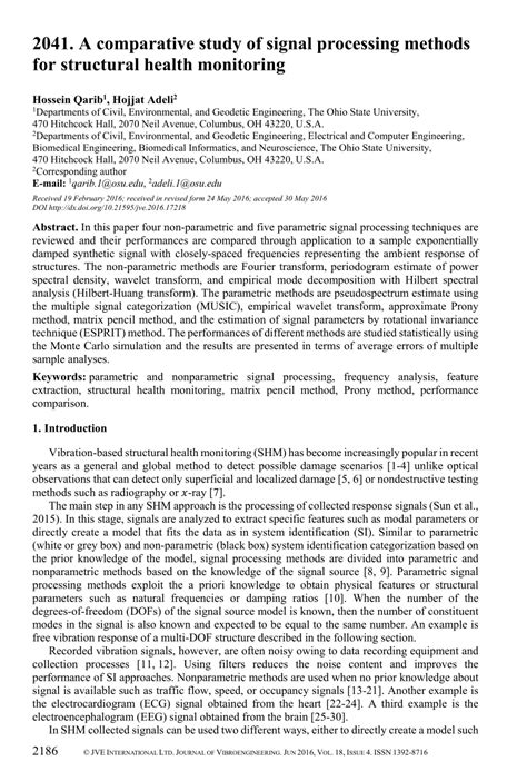 Pdf A Comparative Study Of Signal Processing Methods For Structural