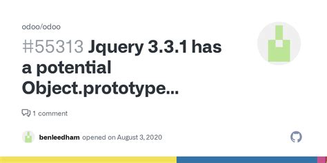 Jquery 331 Has A Potential Objectprototype Pollution Vulnerability · Issue 55313 · Odooodoo