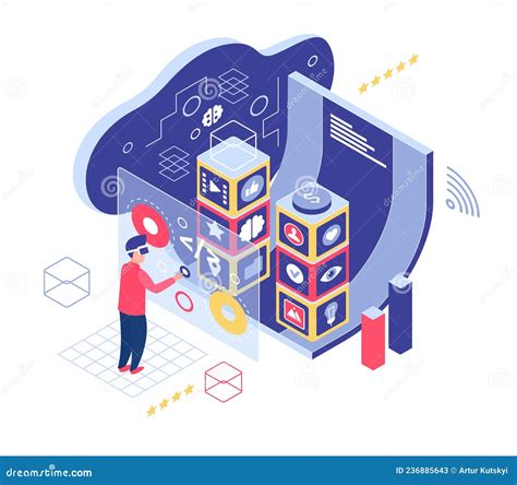 Virtual Reality Environment Computer Technology Stock Vector Illustration Of Business Screen