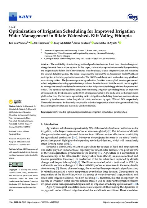 pdf optimization of irrigation scheduling for improved irrigation