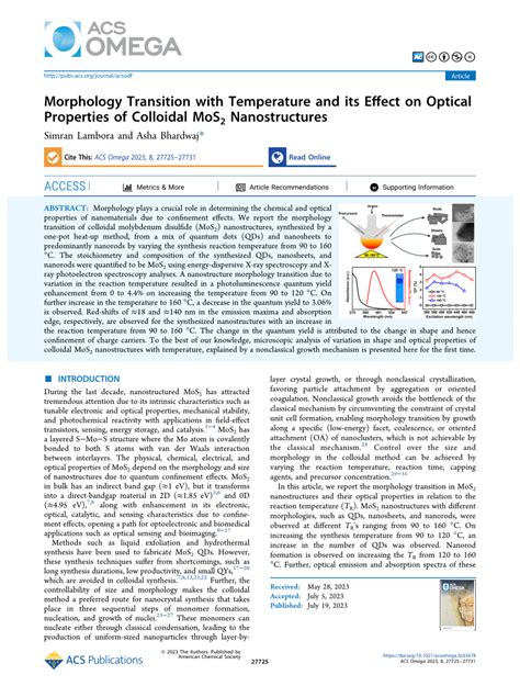 Pdf Morphology Transition With Temperature And Its Effect On Optical Properties Of Colloidal